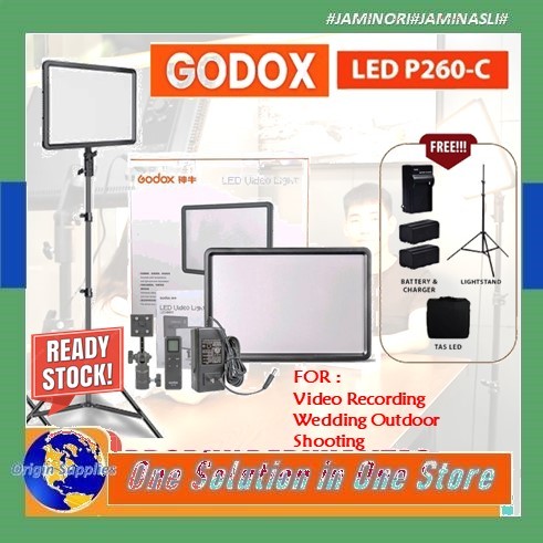 Jual Paket Godox P260c LED Video Light Panel Lampu P260 C P 260C P 260 ...