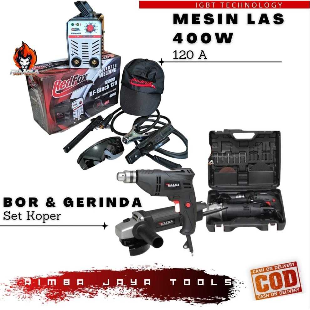 Jual PAKET LENGKAP Alat Teknik Tukang Las Redfox Inverter Welding Trafo ...