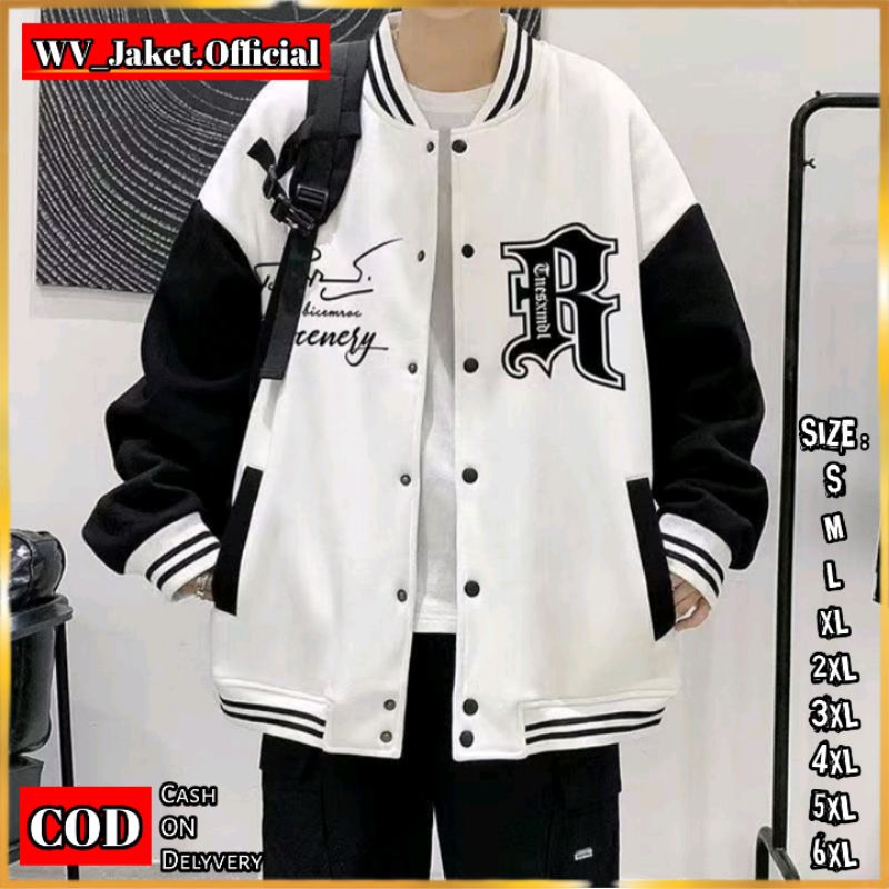 Jual JAKET VARSITY Inisial R BASEBALL KANCING OVERSIZE S M L XL XXL ...