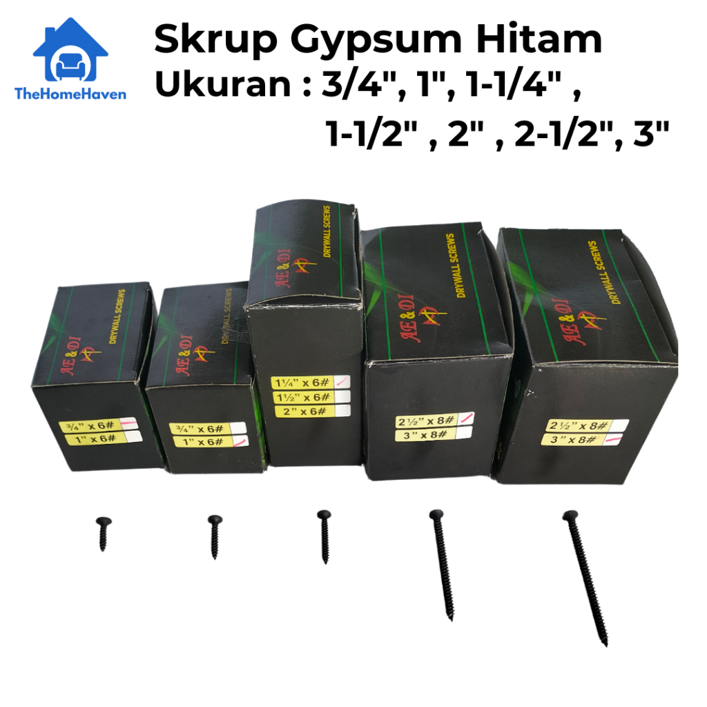 Jual Skrup Gypsum Drywall Hitam Ukuran 3/4", 1", 1-1/4" | Shopee Indonesia