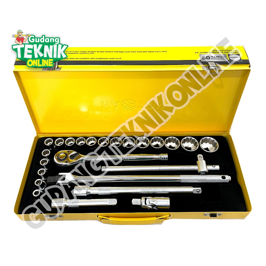 Jual Kunci Shock 1/2" 1 Set 25pcs 6PT 12PT HASSTON / Socket Wrench 1/2 ...