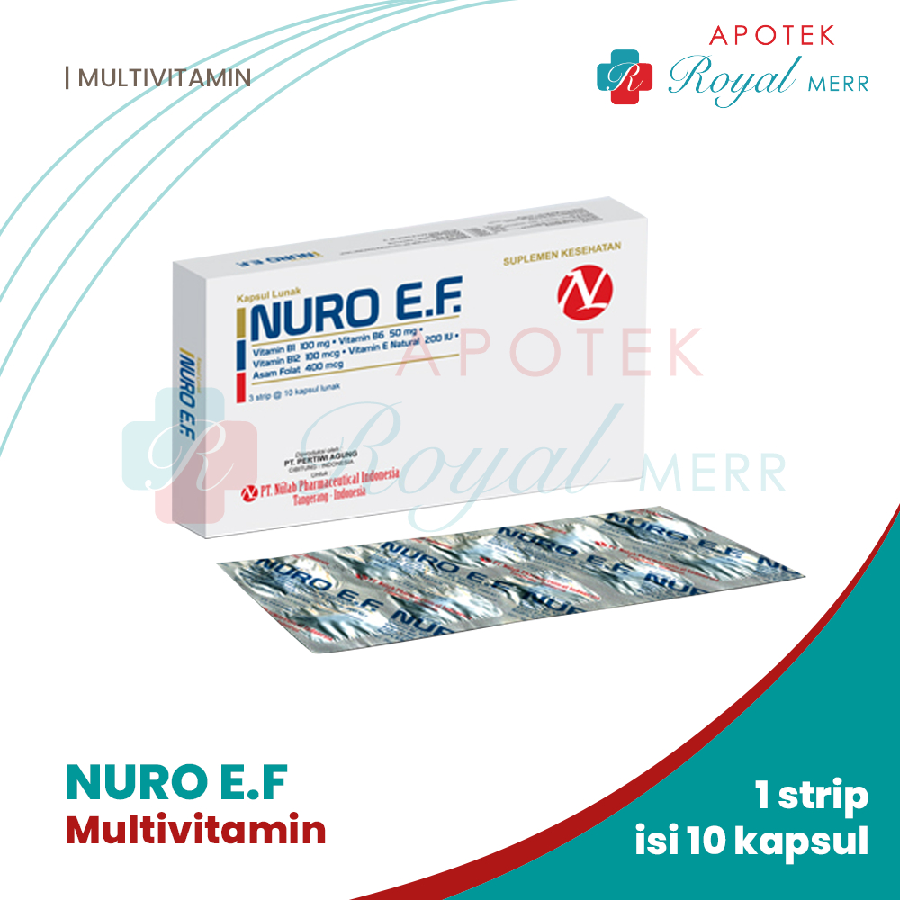 Jual NURO E.F STRIP ISI 10 SOFTGEL Multivitamin B1, B6, B12, E, Asam Folat | Shopee Indonesia