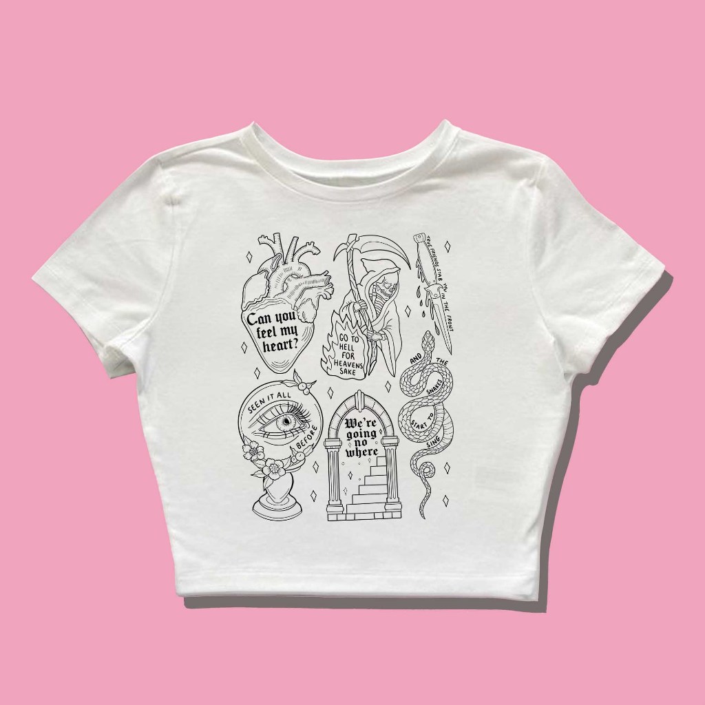 Jual Baby Tee Bring Me The Horizon Can You Feel Mu Heart Y2k Style Crop ...