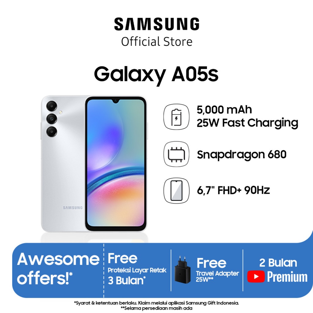 Jual Samsung Galaxy A05s 6/128GB - Silver | Shopee Indonesia