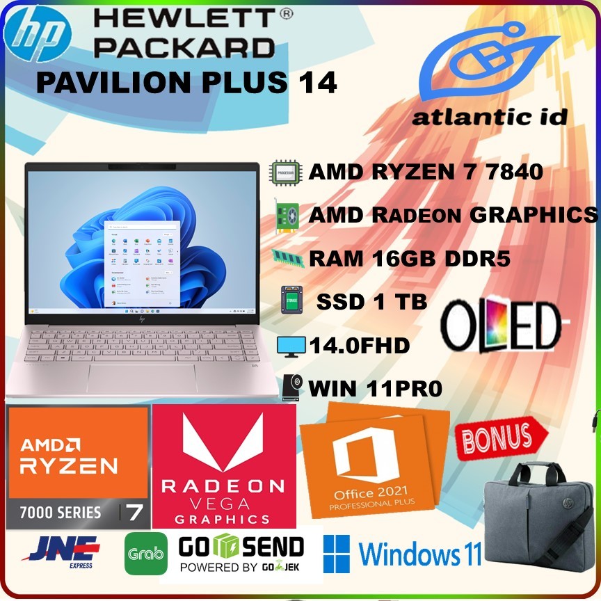 Jual HP PAVILION PLUS 14 OLED RYZEN 7 7840 16GB 1TB W11+OHS 14.0 2.8K+ADP | Shopee Indonesia