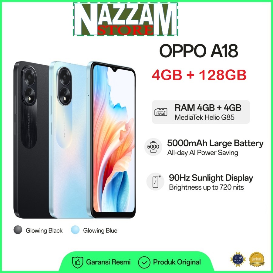 Jual OPPO A18 4/128 Gb 4/128Gb Garansi Resmi Oppo Indonesia | Shopee Indonesia