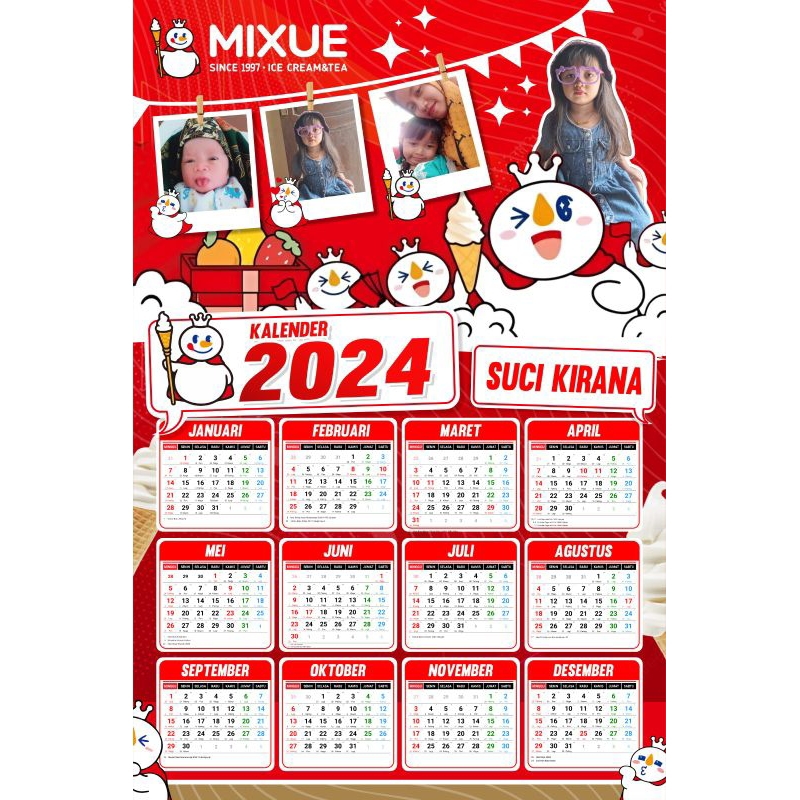 Jual kalender custom photo tema mixue | Shopee Indonesia