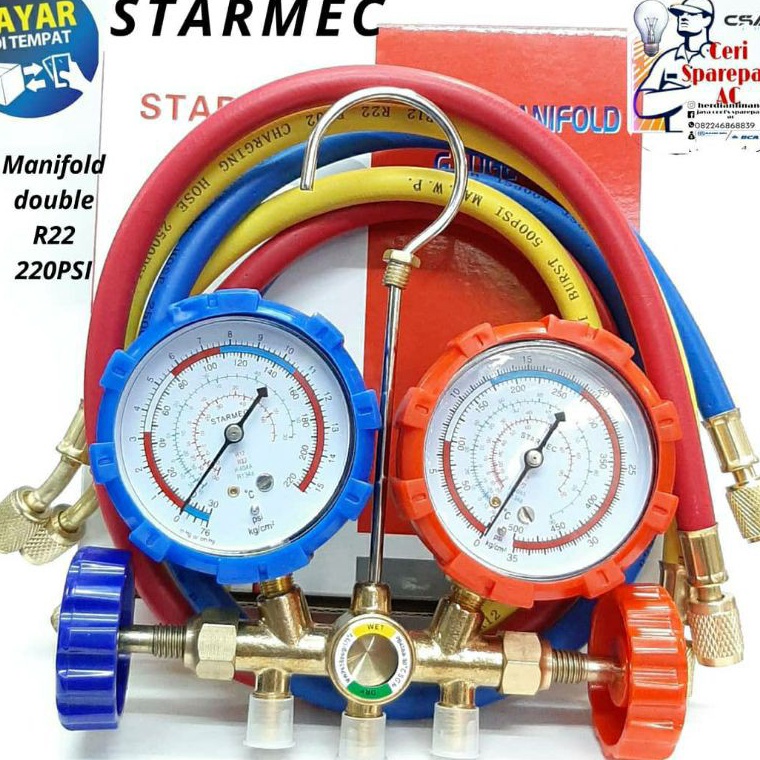 Jual teasting manifold double AC R22 R134 R44 R12 charging valve ...