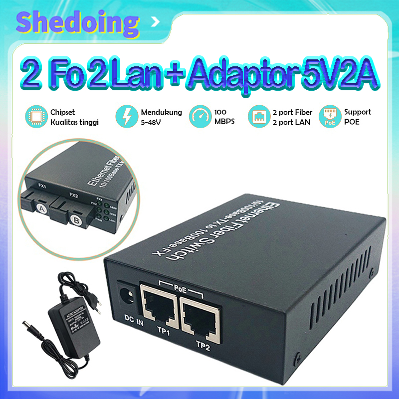 Jual [POE] 2F2E Media Converter 2Fo 2Lan Htb 2Fo 2Lan 100 Mbps Support ...