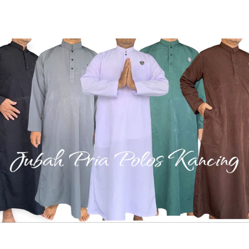 Jual Jubah Pria Dewasa Polos Kancing Model Arab/Gamis Jubah Muslim Pria/baju muslim Pria Murah ...