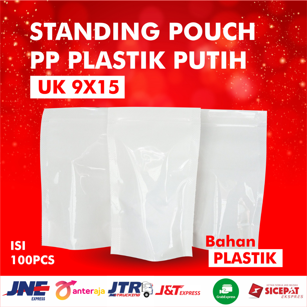 Jual standing pouch PP warna putih 9x15 9 x 15 klip zipperlock isi ...