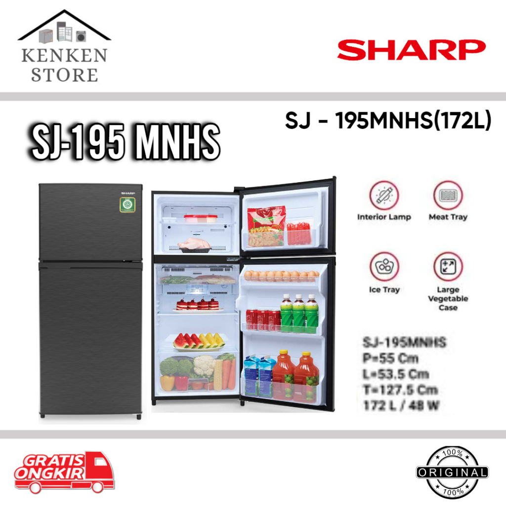 Jual KULKAS SHARP 2 PINTU SJ-195MNHS KIREI SERIES | Shopee Indonesia