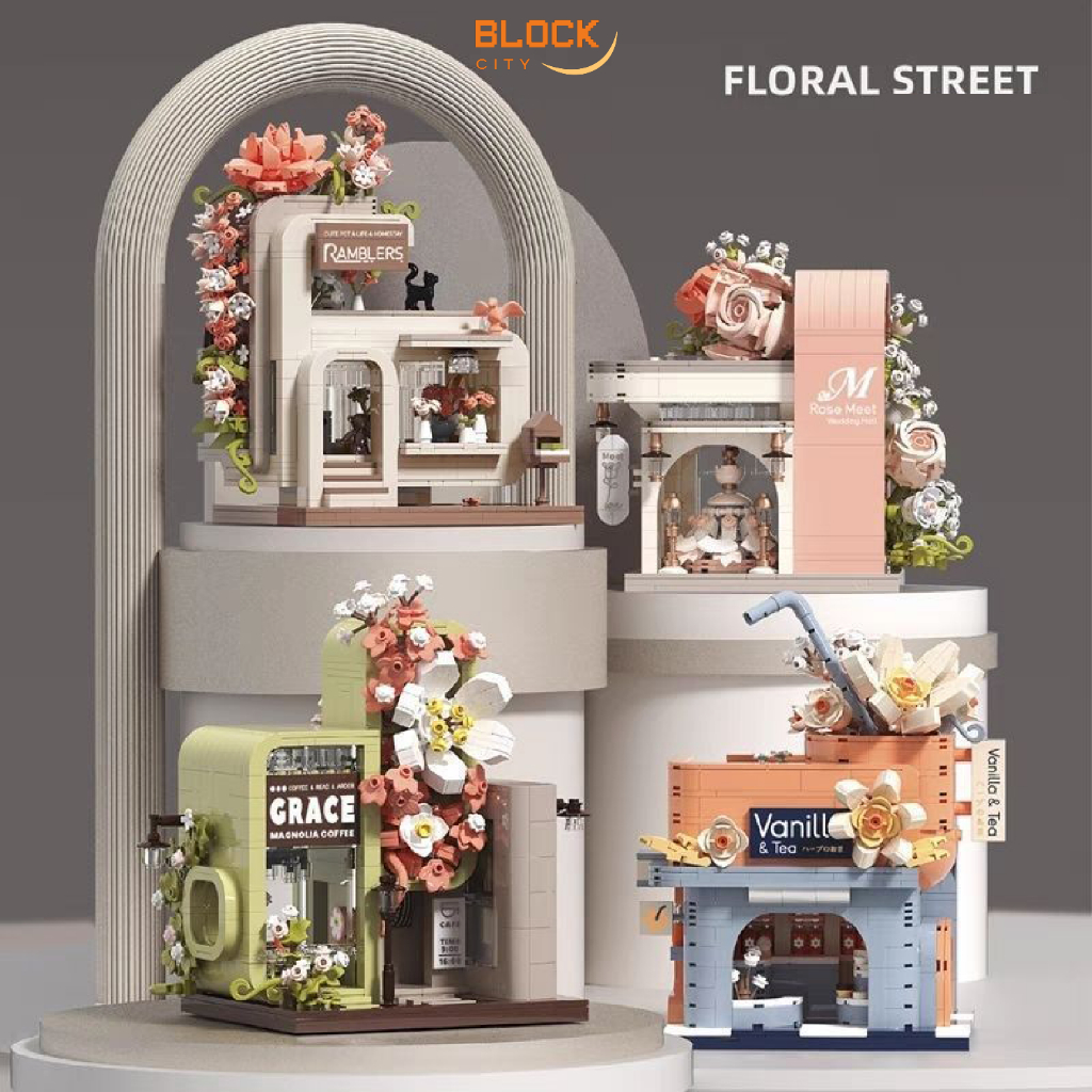 Jual Block City-Balody Bricks Floral Street Shop Store Boutique Block ...