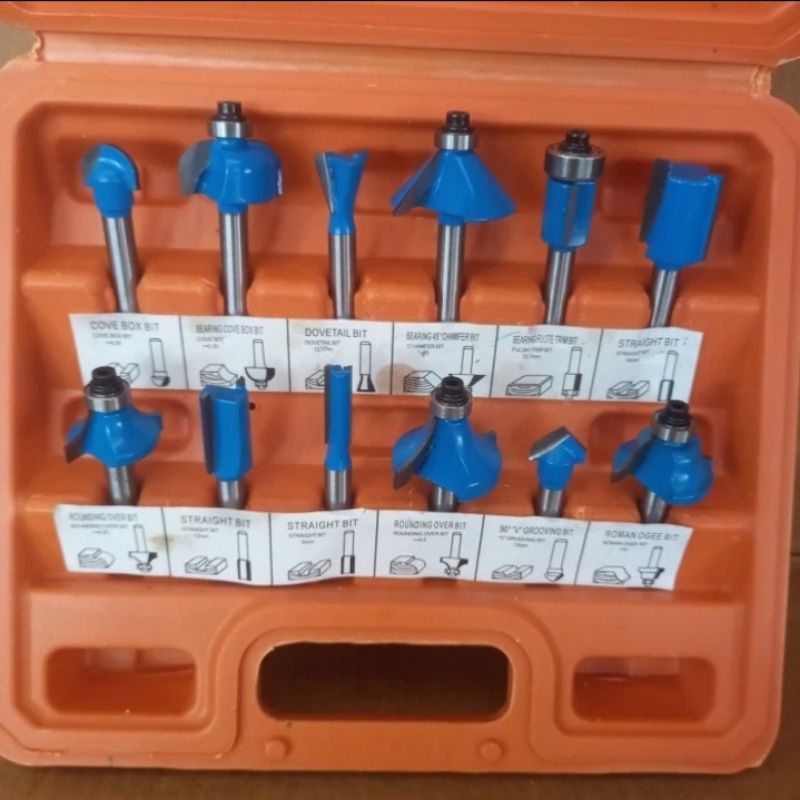 Jual Auger Bit Set mata router Trimmer Bit Set Mata Propil set 12 pcs ...
