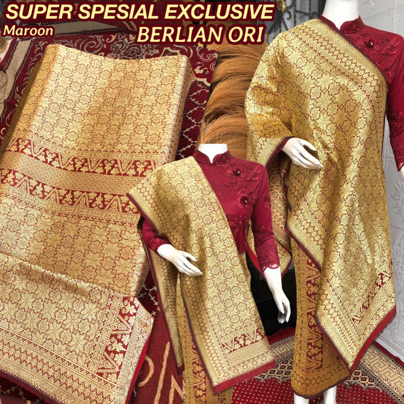 Jual SUPER SPESIAL EXCLUSIVE BERLIAN ORI /songket Lepus Berlian ORI Merah Maroon rangkap 1 ...