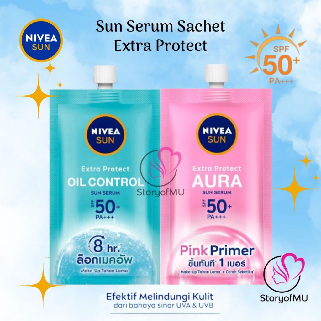Jual NIVEA Extra Protect Sun Serum SPF50+ PA+++ 7ml SACHET - Aura | Oil ...