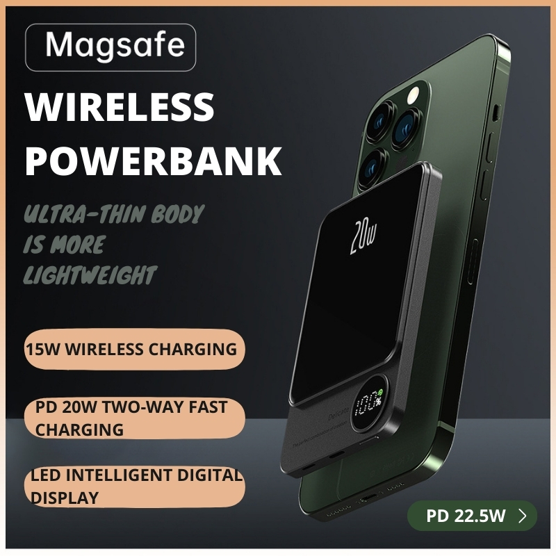 Jual PowerBank 10000mAh Magnetic PowerBank 15W Wireless Charger PD22.5W ...