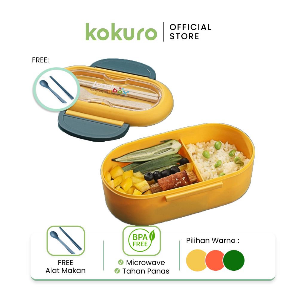 Jual Kokuro - Lunch Box Tempat Kotak Makan Ompreng Plastik Food Grade BPA Free 1000ml 0020 ...