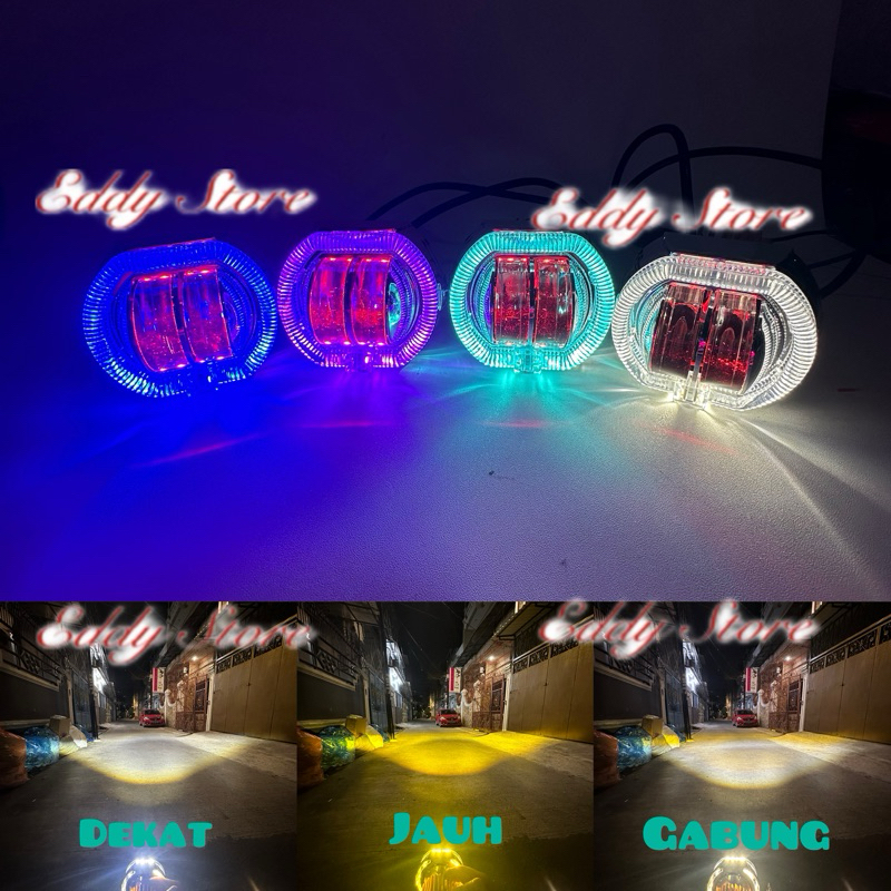 Jual NEW Projie Biled 2 Lensa 2.5inc jauh dekat kuning putih plus Ring ...