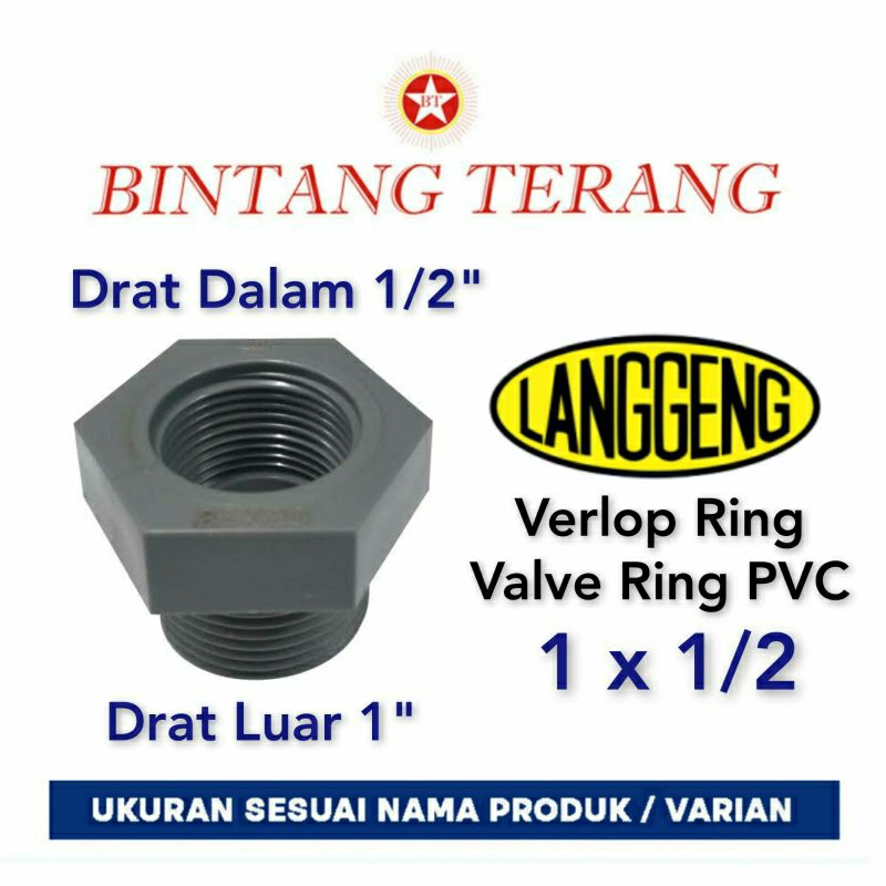 Jual Vlok Ring PVC 1 x 1/2 / Verlop Ring Langgeng / Sok Drat Luar Dalam ...