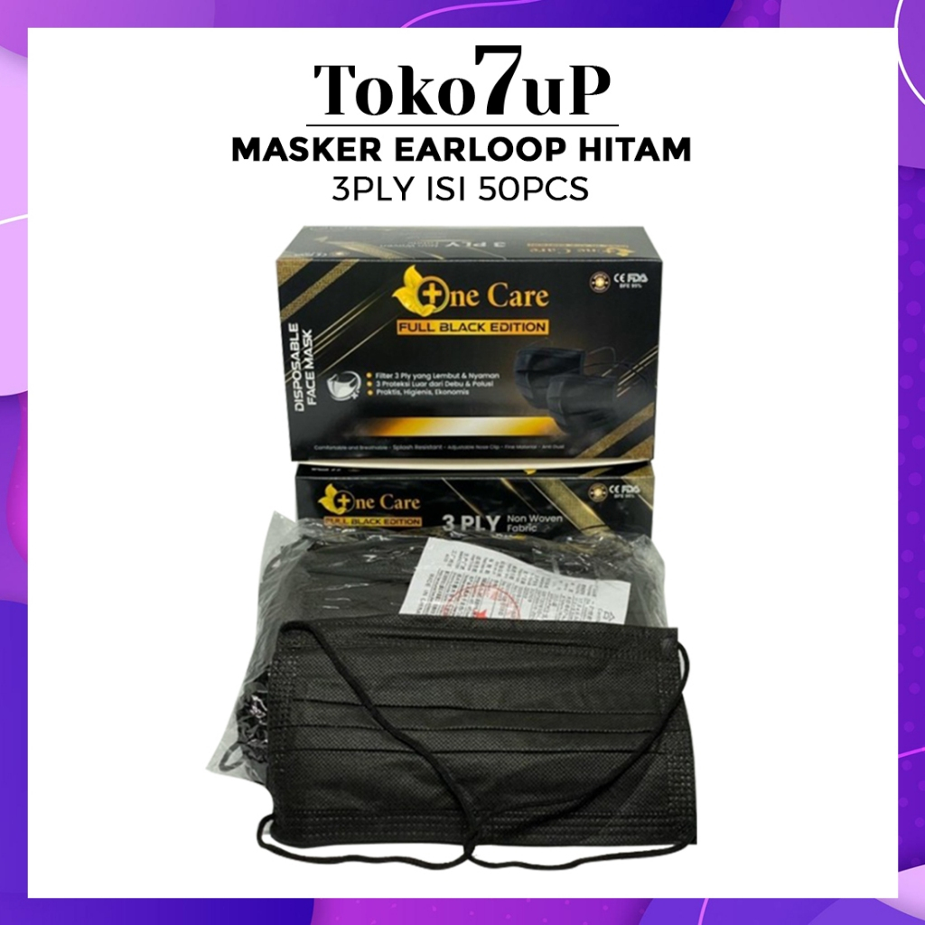 Jual MASKER EARLOOP HITAM 3PLY ISI 50PCS | Shopee Indonesia