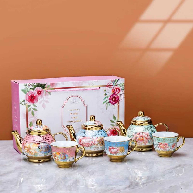 Jual Cangkir Set / Tea Pot Set 5in1 Hampers Gelas Teh Kopi Pot Gaya ...