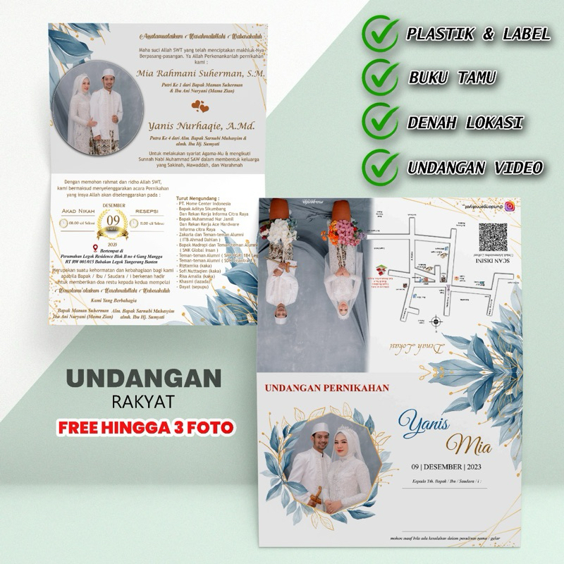 Jual Undangan Rakyat Pernikahan Sunatan Foto Custom Unik Elegan ...