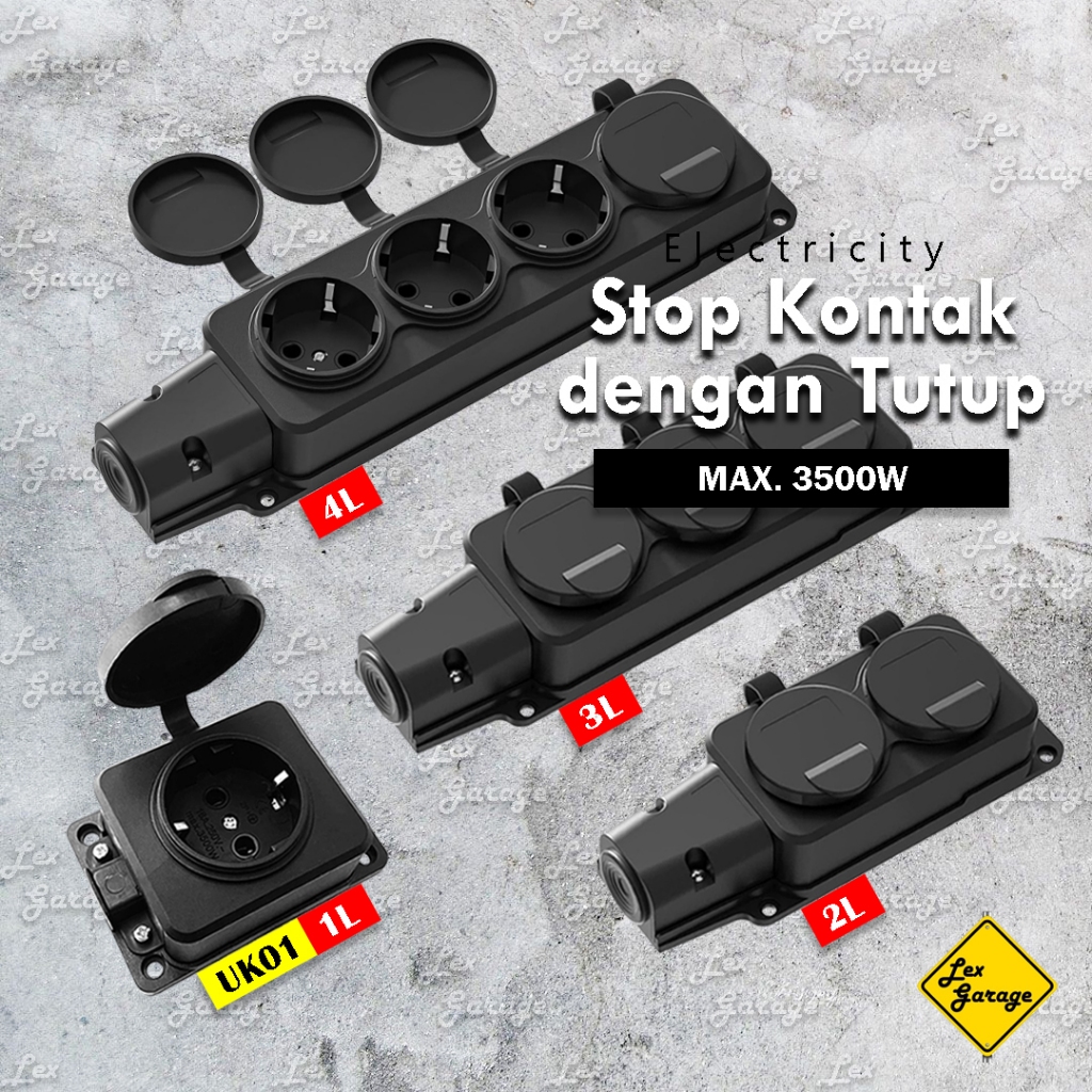 Jual Stop Kontak Outdoor Waterproof Colokan Listrik Anti Air 1 2 3 4 Lubang | Shopee Indonesia