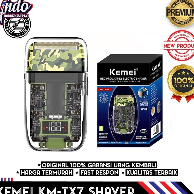 Jual modelTipe ZPG6 KEMEI SHAVER TX7 ARMY ORIGINAL SHAVER TRANSPARANT ...
