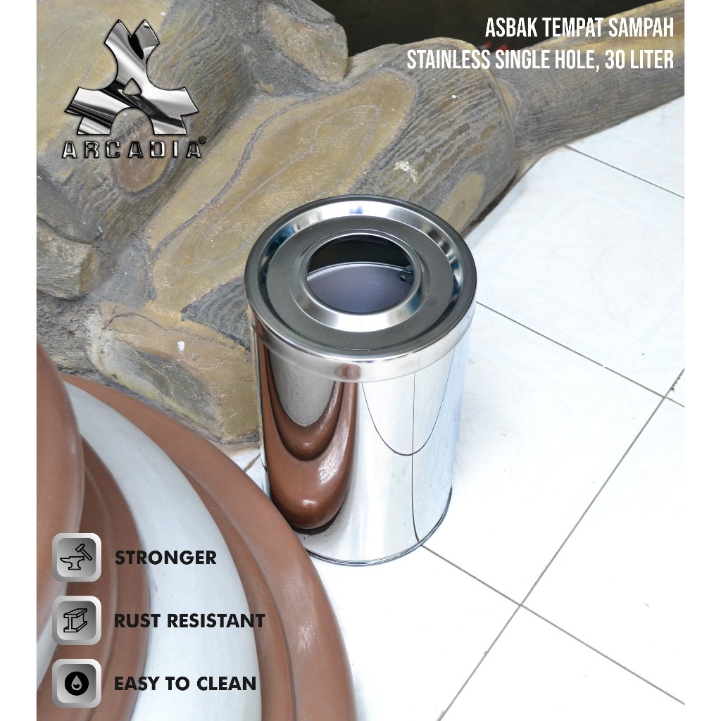 Jual Asbak tempat sampah stainless single hole 30 liter, Metal Bucket ...