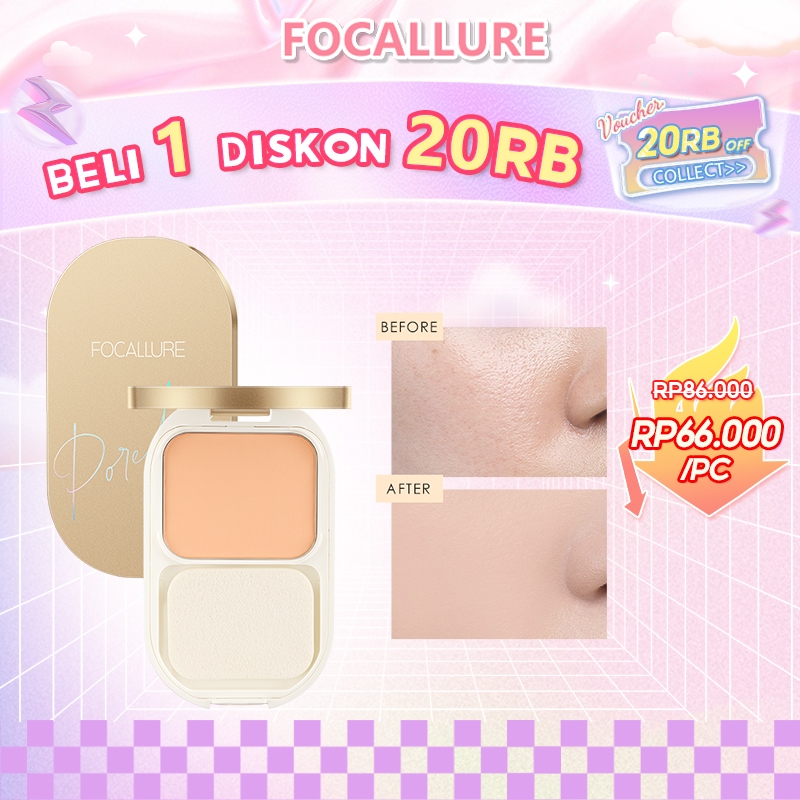 Jual FOCALLURE #GoldenAge Lasting Poreless Bedak Padat Compact Powder ...