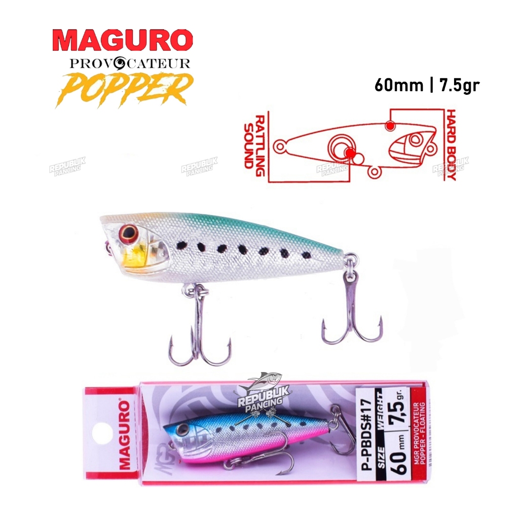 Jual Umpan Minnow MAGURO PROVOCATEUR POPPER 60mm | Floating | Casting | Pancing IFT | Shopee ...