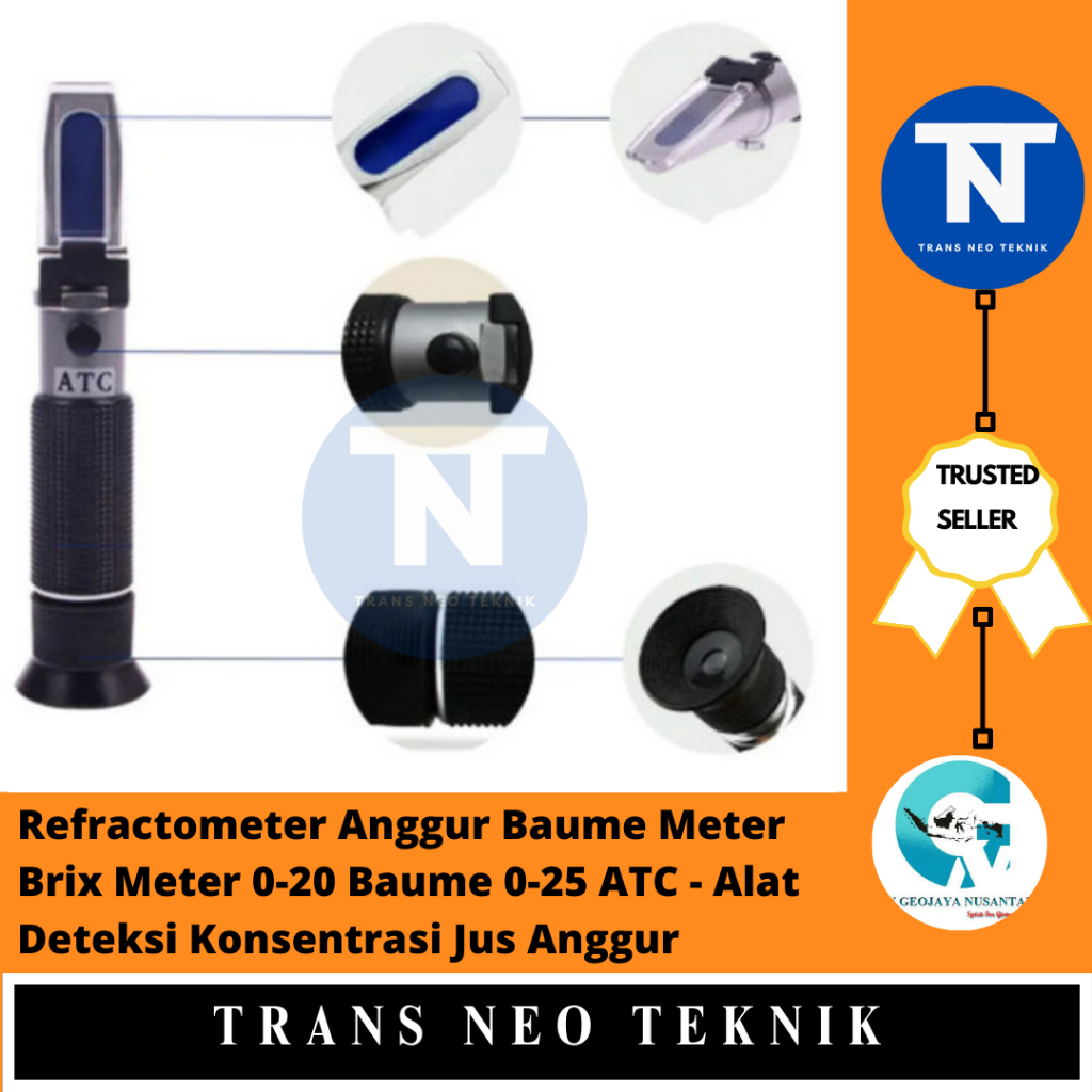 Jual Refractometer Anggur Baume Meter Brix Meter 0-20 Baume 0-25 ATC ...