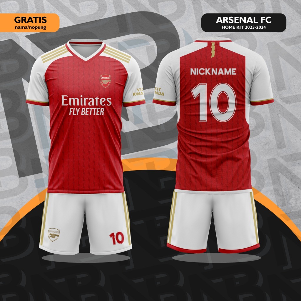 Jual Jersey Bola Arsenal FC Home 23/24 Replika Supporter | Shopee Indonesia