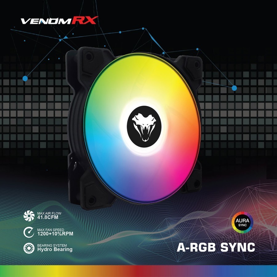 Jual Fan Case 12CM VenomRX A-RGB Sync Single Fan / Fan Case 12CM ARGB ...