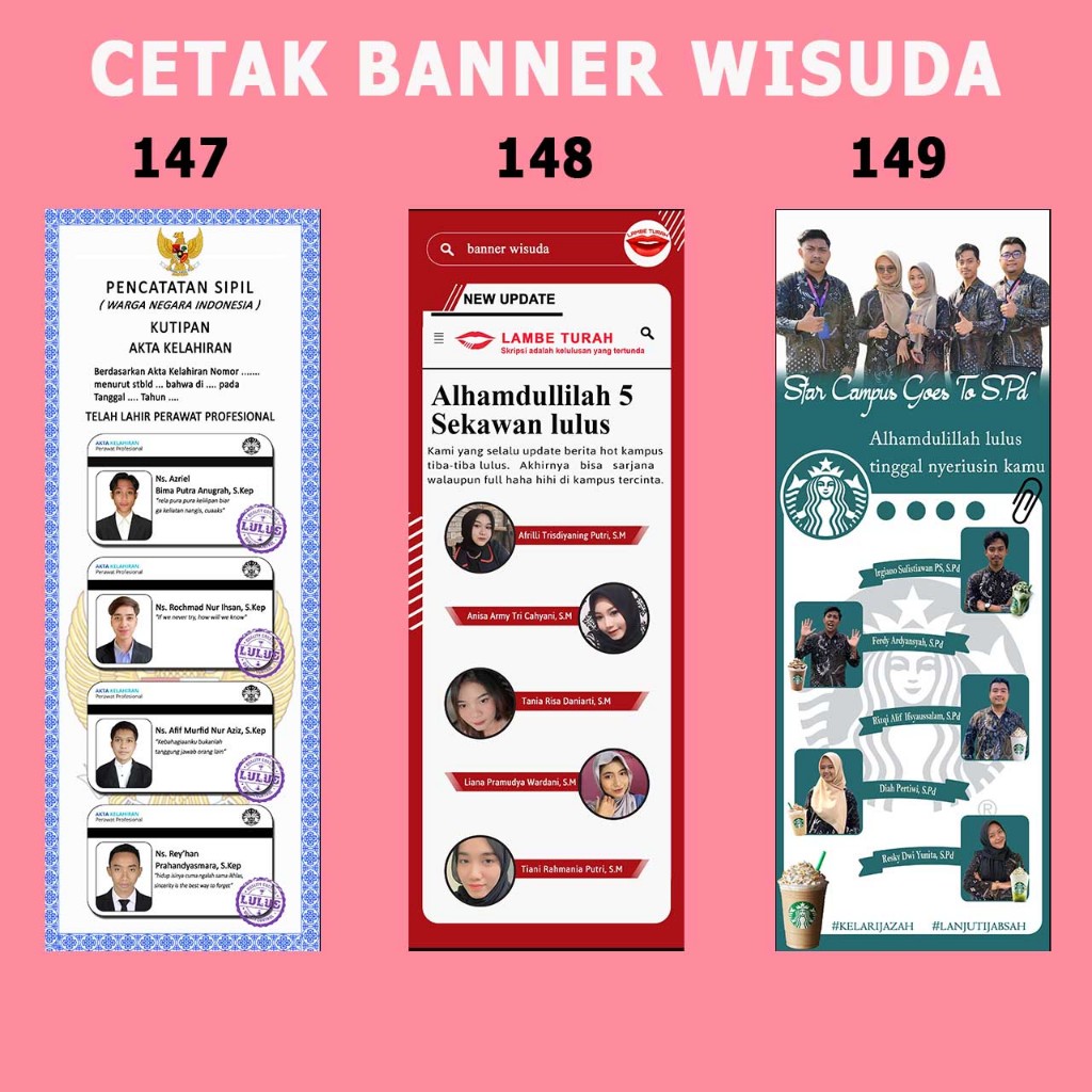Jual Cetak Banner wisuda Congratulation Sidang Custome ukuran 60x160 cm ...