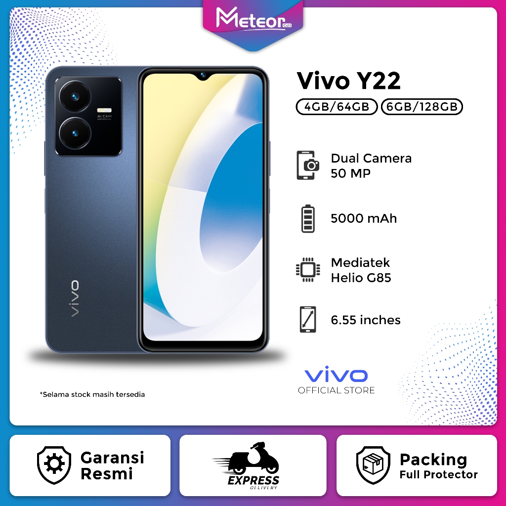 Jual Vivo Y22 6/128 GB GARANSI RESMI ( BISA INSTAN AREA MALANG ) | Shopee Indonesia