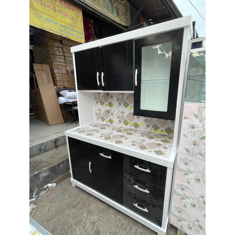 Jual Lemari Piring Rak piring Pintu 3 kayu Minimalis | Shopee Indonesia