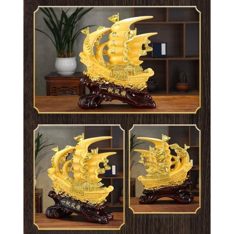 Jual Pajangan Fengshui Hoki Pajangan Kapal Perahu Emas Pajangan Kapal ...