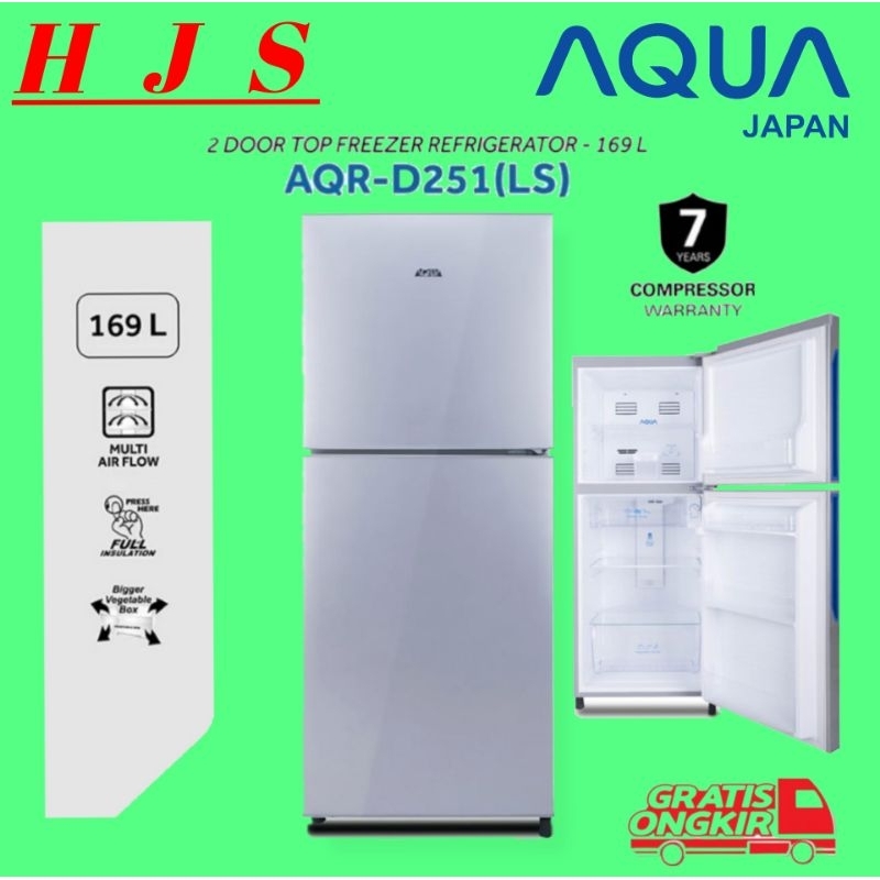 Jual KULKAS AQUA 2 PINTU AQR-D251 (LS) 187L- SILVER | Shopee Indonesia