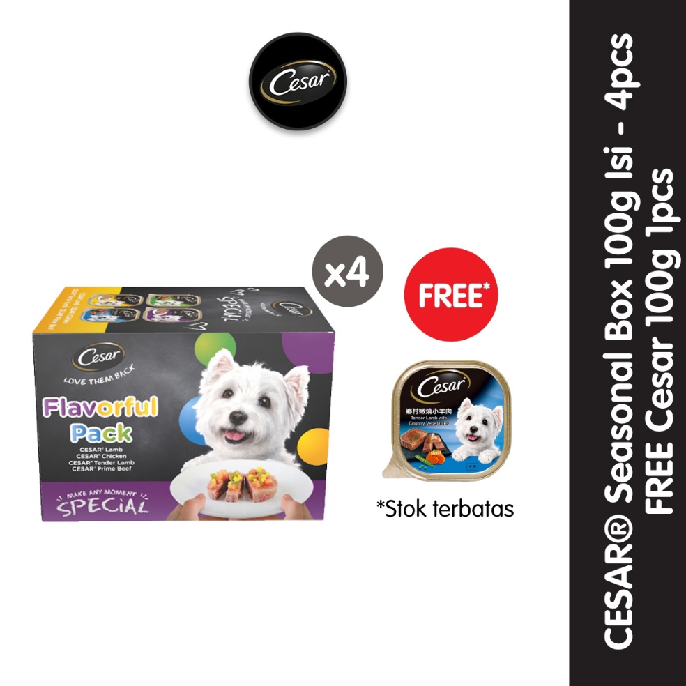 Jual Shopee brand Cesar Makanan Anjing Premium Basah Seasonal Box 1 gr ...