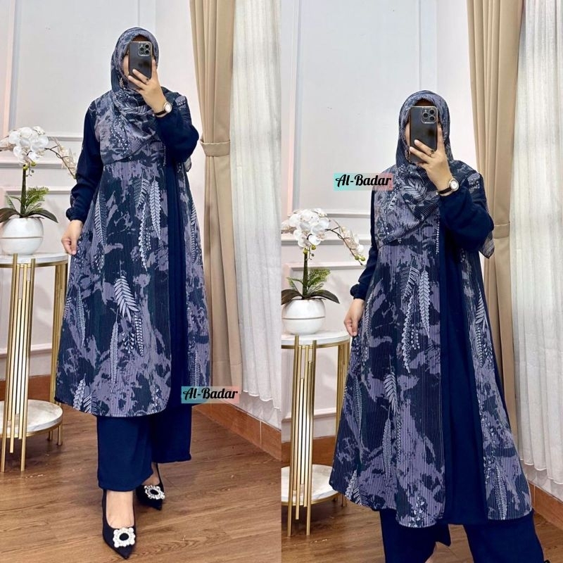 Jual SETCEL KRINGKEL TUNIK MIX CERUTY MOTIF ETNIK SLETING BELAKANG PLUS ...