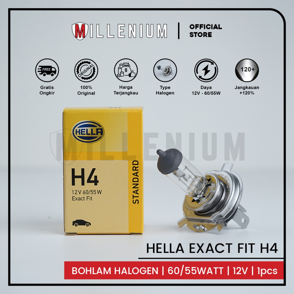 Jual Lampu Halogen H4 60/55W 12V HELLA Cahaya Terang Lampu Utama Mobil ...