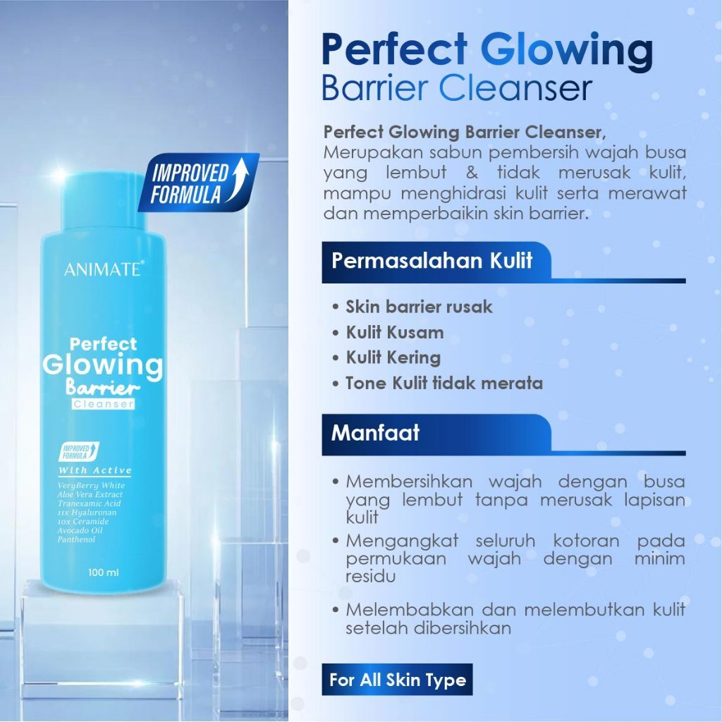 Jual Animate Glowing Barrier Facial Wash/Perfect Glowing Barrier ...