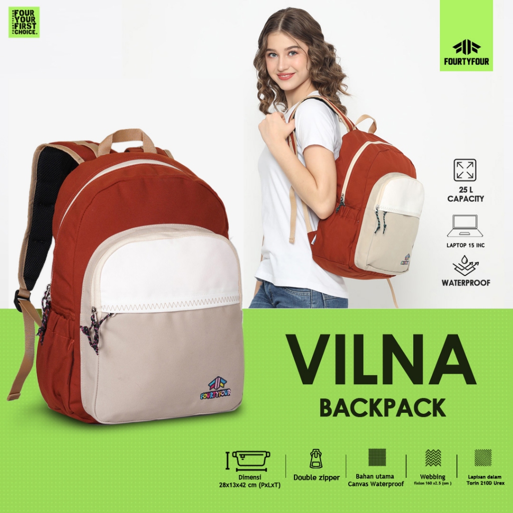Jual FOURTYFOUR VILNA - Tas Ransel Wanita - Ransel Kanvas Waterproof ...