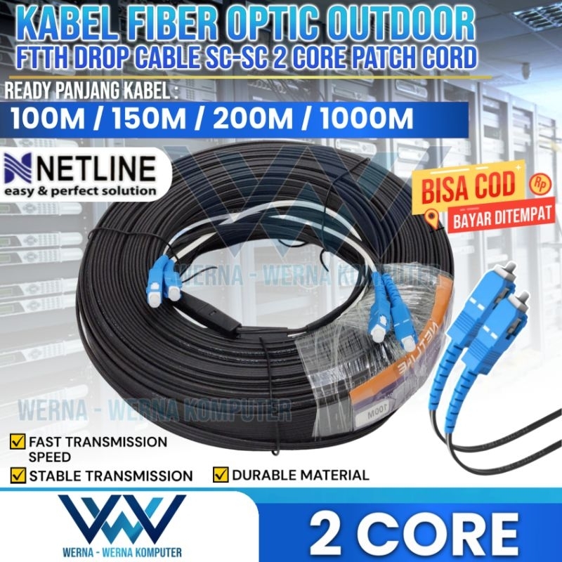 Jual NETLINE KABEL FIBER OPTIC FO SC 2 CORE PRECON FTTH OUTDOOR 200 ...