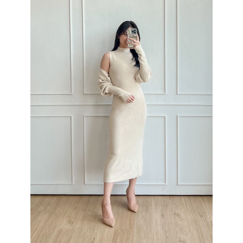 Jual DOLLA - Cheryl Set (2in1 Dress + Outer) Knit Balero Set | Shopee ...