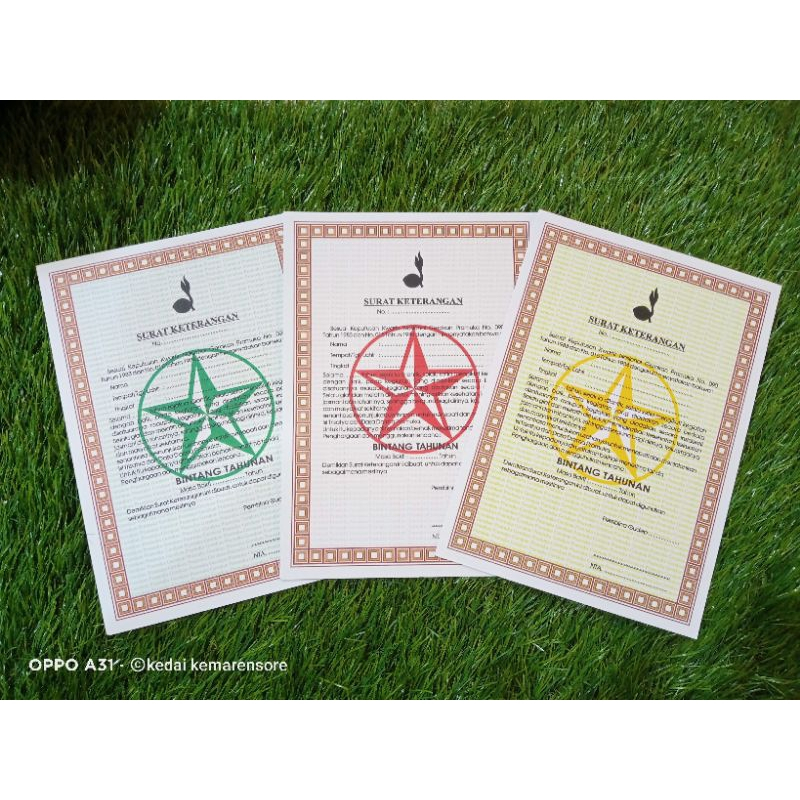 Jual SERTIFIKAT/PIAGAM BINTANG TAHUNAN SIAGA PENGGALANG PENEGAK PRAMUKA ...