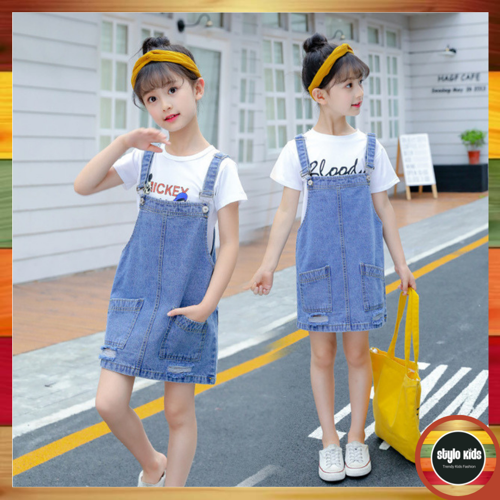 Jual [STYLOKIDS] Baju Kodok Overall Rok Jeans Anak Perempuan Motif ...