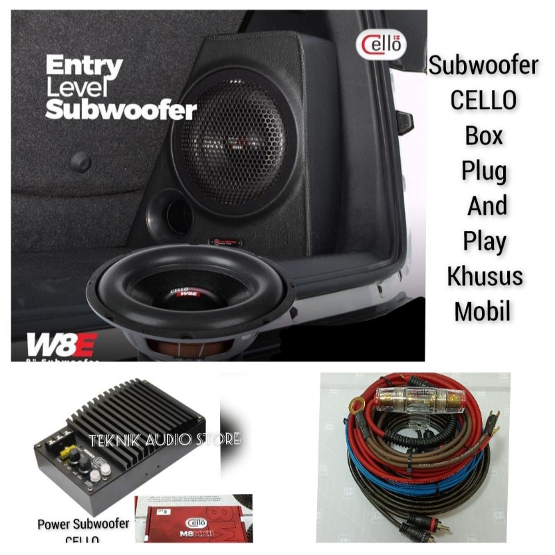 Jual Subwoofer PNP box Cello 8inch W8E Khusus OEM Box Sudut Mobil Plus ...